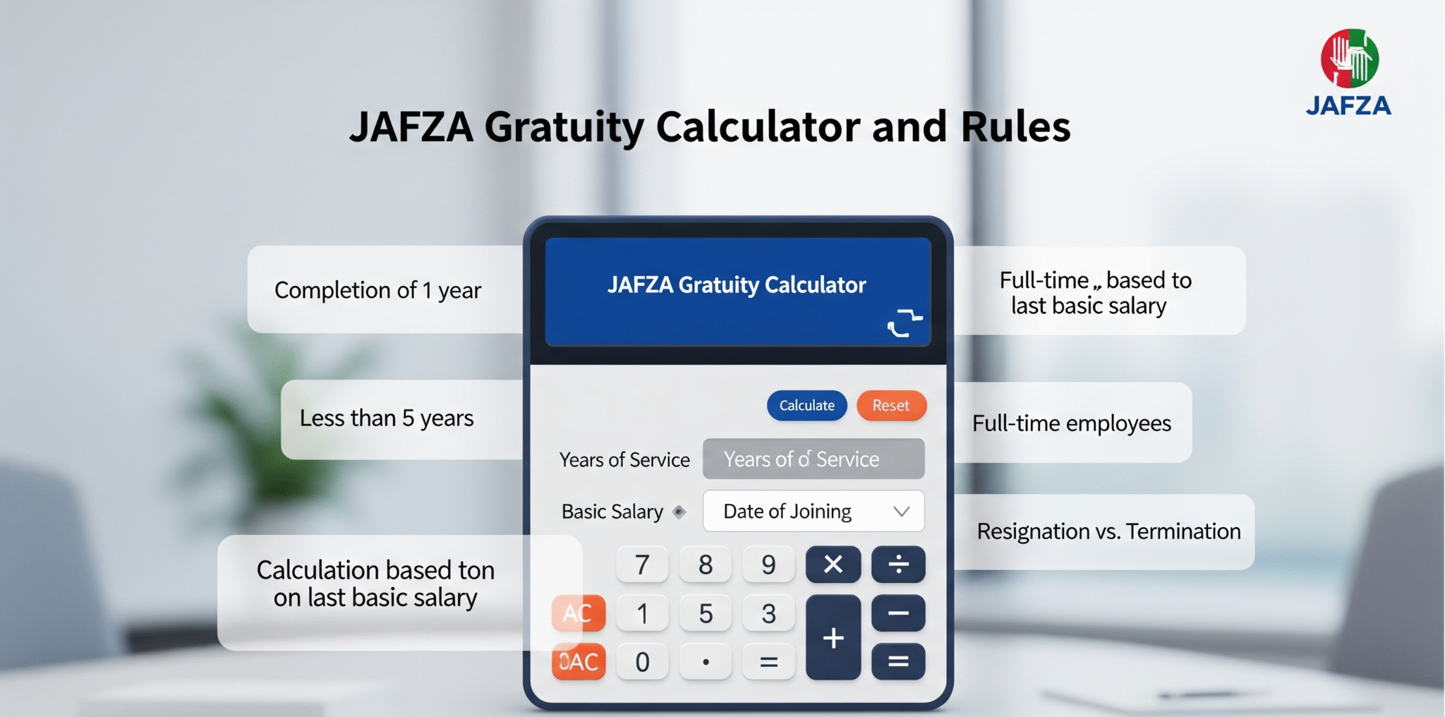 JAFZA Gratuity Calculator And Rules For 2025
